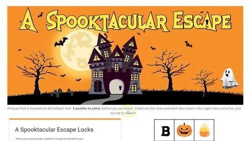 A SPOOKTACULAR ESCAPE~ Halloween Escape Room/Breakout ~All Digital Locks~