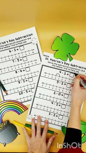 St. Patrick's Day Subtraction on a Number Line Worksheets 1st Grade ...