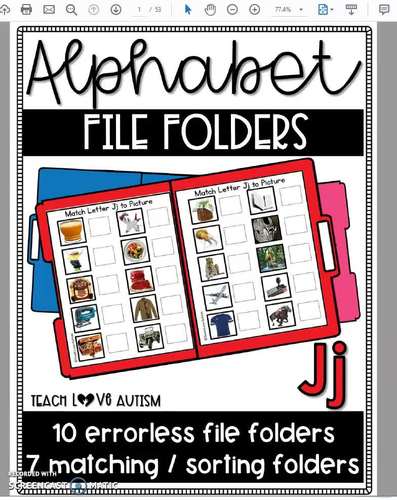 Alphabet File Folders Letter J by Teach Love Autism | TPT