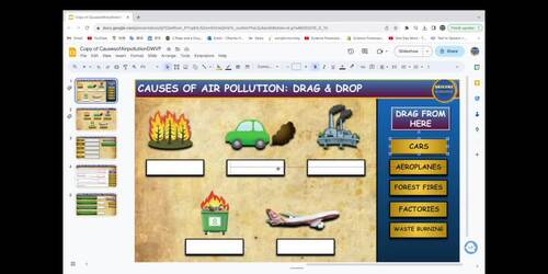 Causes Of Air Pollution. Drag & Drop Worksheet: Google Slides + Powerpoint