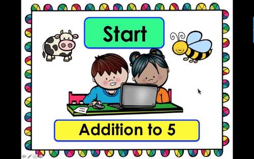 Addition to 5 Fact Fluency Kindergarten Digital PowerPoint Game | TPT