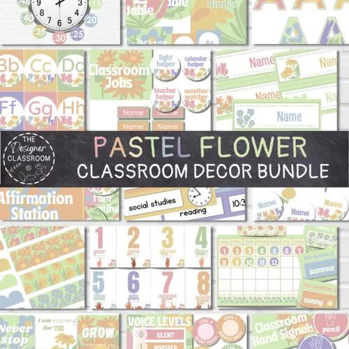Pastel Flower Classroom Decor Bundle by The Designer Classroom | TPT