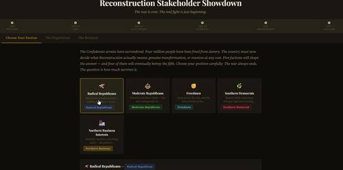 Reconstruction Simulation | Stakeholder Showdown | APUSH Period 5 | Digital