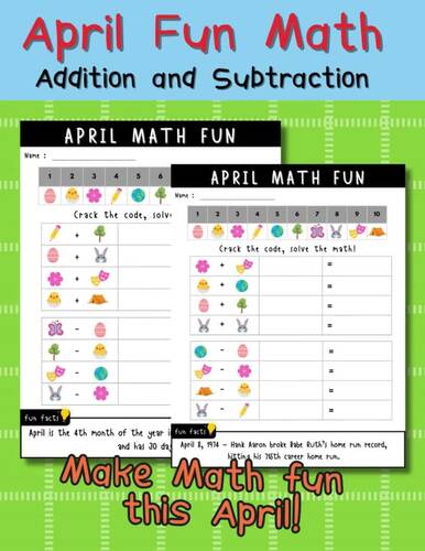 April Fun Math: Spring & Easter Symbol Addition and Subtraction | TPT