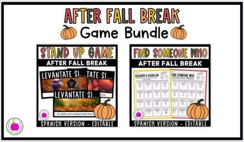 Spanish After Fall Break / Thanksgiving Icebreaker Game and Activity BUNDLE