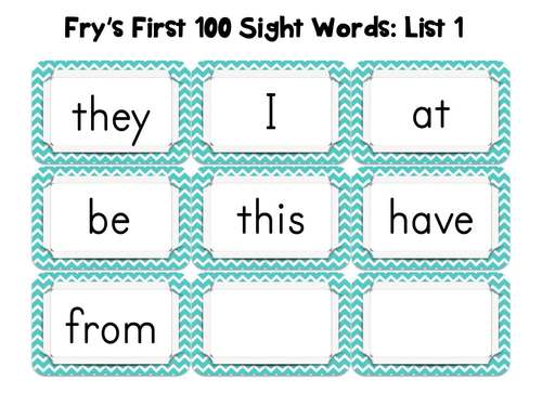 Fry's First One Hundred Sight Words Flash Cards- Chevron Design | TPT