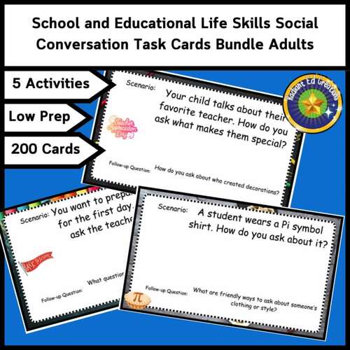 School and Educational Life Skills Social Conversation Task Cards ...
