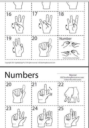 ASL Numbers Flashcards 0 - 50 by ASL Teaching Resources | TPT