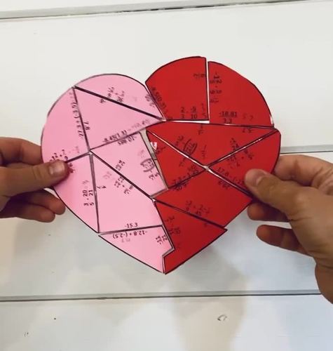 1-Step Equations Partner Mini-Puzzles for Display Valentine's Day Heart