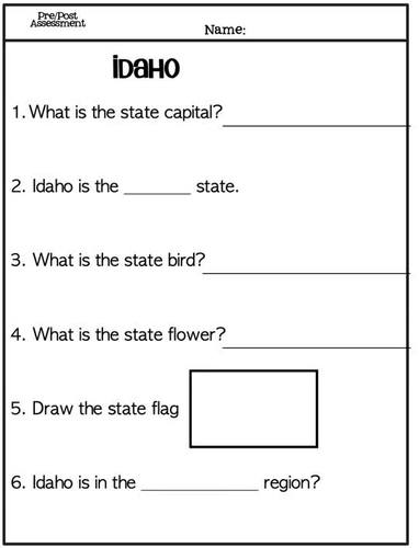Idaho Worksheets, 50 States, Special Education by ALL ABOUT SPED with ...