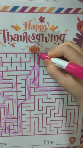 Thanksgiving Mazes, Fall Holiday Activity, Find the Turkey Early Finish ...