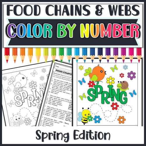 Food Chains and Webs Spring Color by Number |Science Biology Activity ...