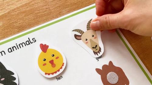 Farm Animals Busy Book Page, Farm Animals Matching Game Worksheet for ...