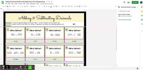 Adding & Subtracting Decimals Digital Choice Board by Math With Middles