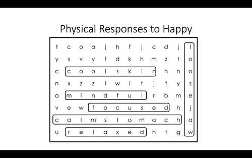 Physical Responses Word Search And Crossword [zones Of Self Regulation