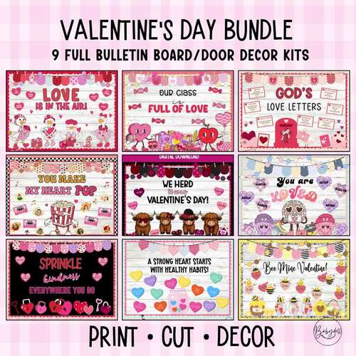 Valentine's Day Bulletin Board Bundle | February Door Decor Kit by ...