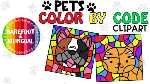 Pets Color By Code Clipart | Pet Clipart for Color Code by Activities