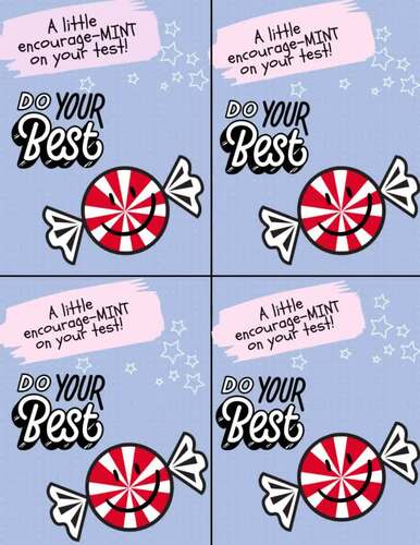 Testing Treats Peppermint Encouragement Cards Printable by ...