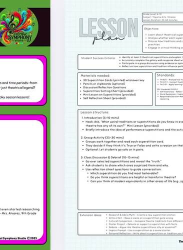 Stage Superstitions: Truth or Trick? | Theatre Myths & Traditions Activity