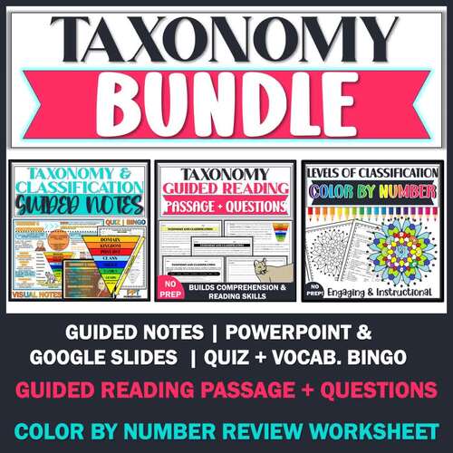 Taxonomy & Classification Worksheets & Activities Bundle+ Guided Notes ...