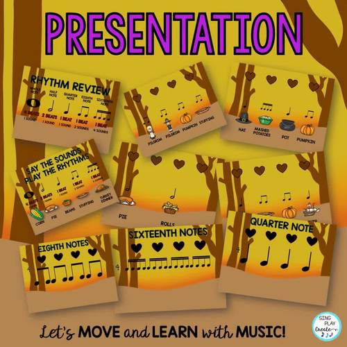 Thanksgiving Rhythm Activities Mixed Levels: Interactive Google Apps, Video