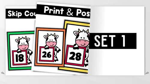 Count by 2s Posters | Cow Theme Skip Counting by 2 Bulletin Board Posters