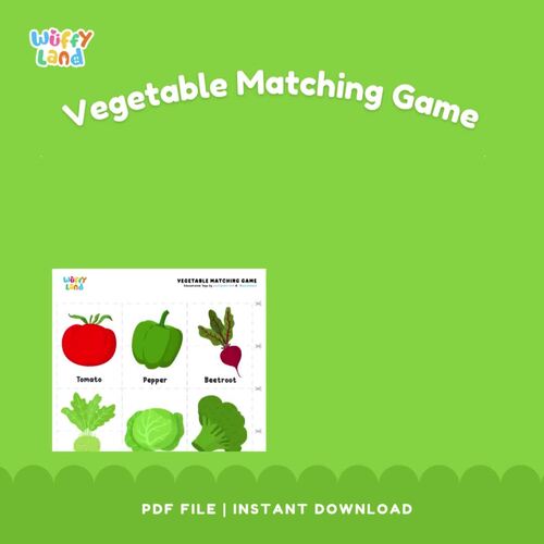 Vegetable Matching Game, Vegetable Puzzle, Matching Cards, Preschool ...