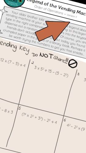 Order of Operations Math Locks | Legend of the Vending Machine | Story ...