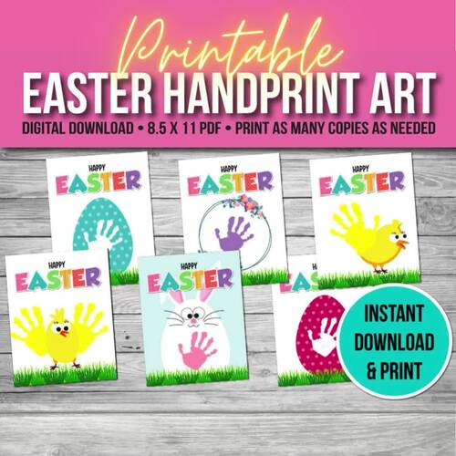 Easter Handprint Art Craft for Kids, Printable Easter Craft, Printable PDF