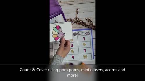 Thanksgiving Number Match Count and Cover Task Cards | TPT