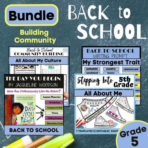 5th Grade Back to School Bundle Activities Bulletin Board All About Me ...