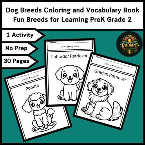 Dog Breeds Coloring and Vocabulary Book Fun Breeds for Learning PreK ...