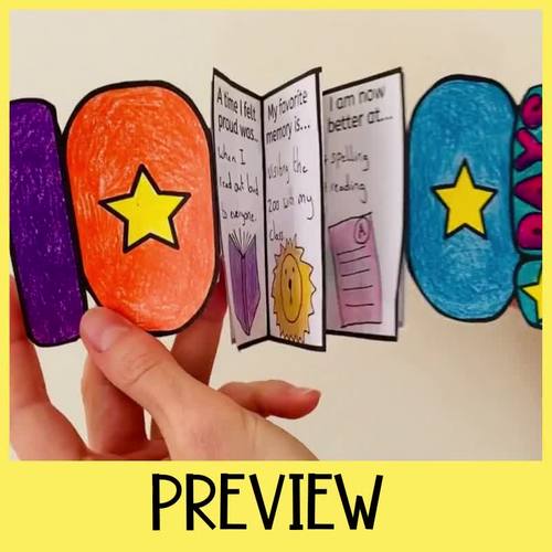 100 Days of School reflection foldable activity | 100th Day | TpT