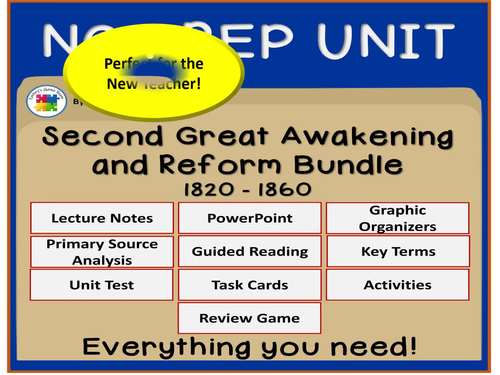 Second Great Awakening & Reform: 1820-1860 Lesson Plans Bundle for High ...