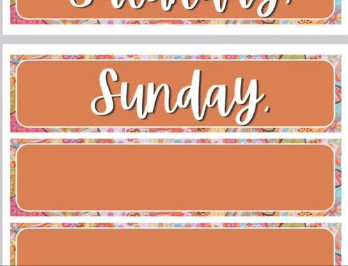 Retro Floral Daily Flip Calendar Cards/Pocket Chart Date Cards | TPT