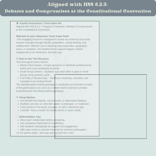 Constitutional Compromises Trivia Game | Debates & Resolutions - HSS 8.2.3