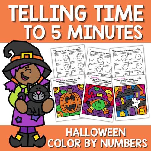Halloween Telling Time to the Nearest 5 Minutes Color by Number Code ...