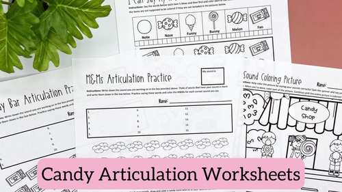 Candy Themed Speech Therapy Articulation Worksheets and Activities | No ...