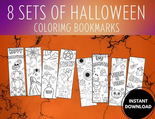 Printable Halloween Coloring Bookmarks for Kids,Halloween Classroom ...