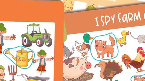 Farm I Spy Game Printable Quiet Time Activity For Kids by RikiTikiArt