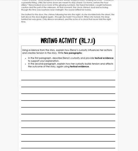 RL.7.1 | 7th Grade Literary Analysis Writing with Rubric & Checklist