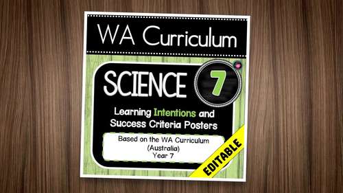 WA SCIENCE Year 7 Learning INTENTIONS/GOAL Posters & Success Criteria