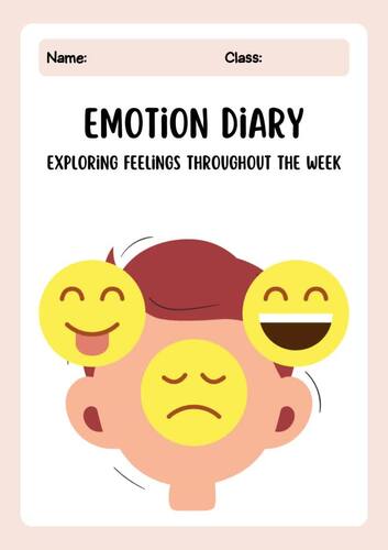 Cream Yellow Simple Emotion Diary Worksheet by LoveMyTeachersSheets