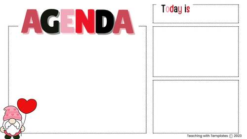 Daily Agenda Template- Editable -Google Slides-February Valentine Gnome ...