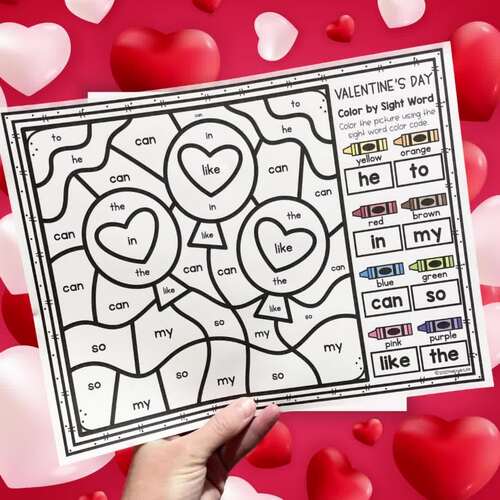 Editable Valentines Day Color by Code Sight Word | Editable Valentine ...