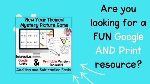 New Year Addition and Subtraction Facts Mystery Digital and Printable Game