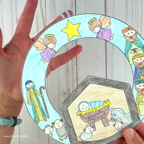 Nativity Wreath - Christmas Religious Craft - Coloring Activity | TPT