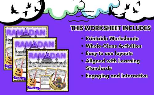 Ramadan Reading Comprehension Bundle – 20 Themed Pages with Answer Keys ...