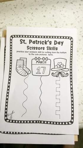 St. Patrick's Day SCISSOR SKILLS CUTTING PRACTIC KINDERGARTEN | TPT