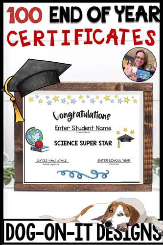 End of Year Award Certificates Editable by June Shanahan Dog-On-It Designs